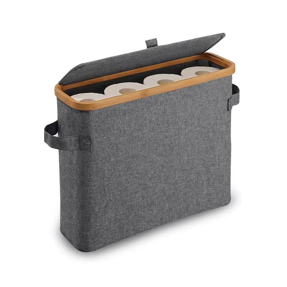 Foldable Toilet Paper Storage Basket with Lid Fabric Paper Towel Roll ...