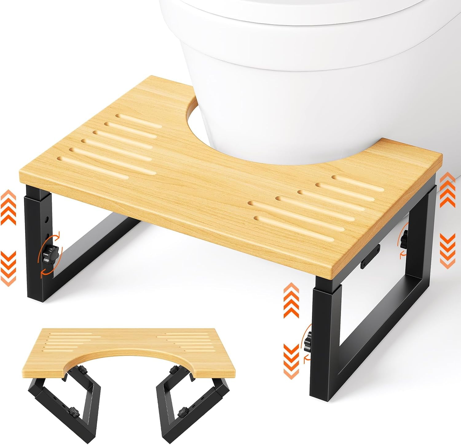 Foldable Toilet Poop Stool Adult, 7" 8" 9" Height Adjustable Squatting ...
