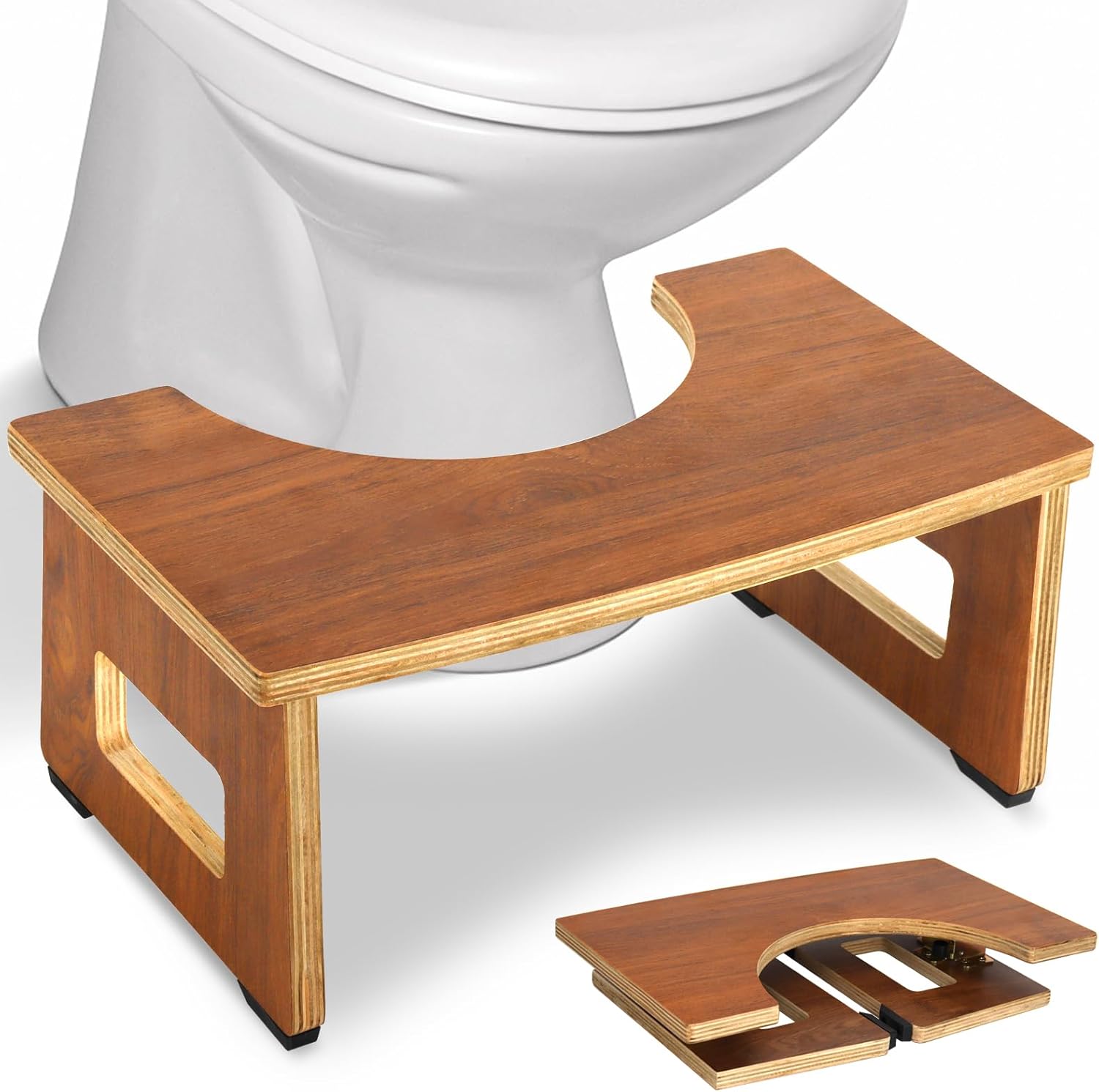 Foldable Toilet Potty Stool for Adults, 7 Inches Wood Portable ...