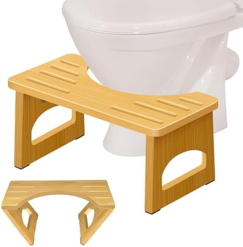 Foldable Toilet Stool, 7 Inch Poop Stool for Bathroom, Bamboo Toilet ...