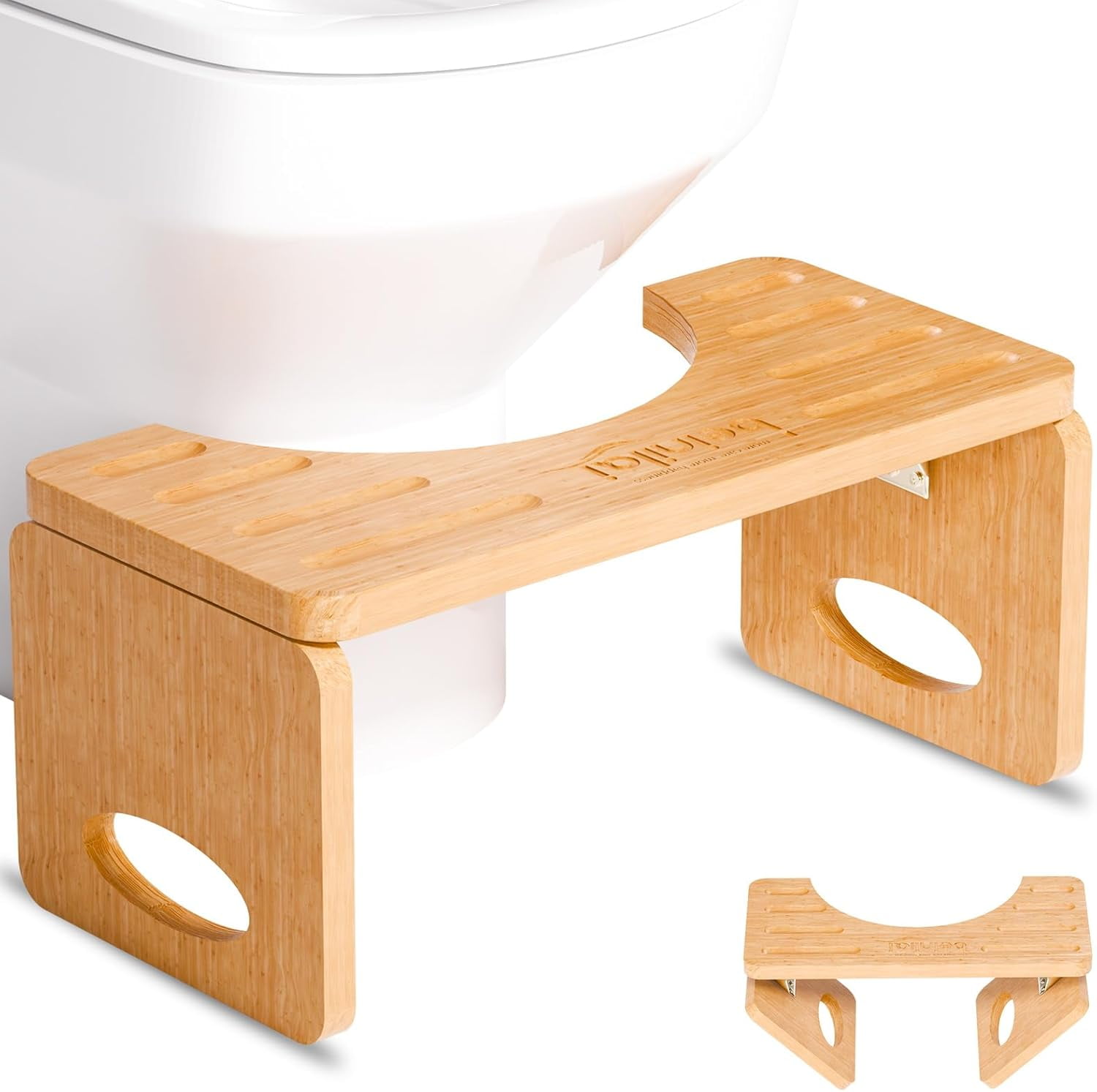 Foldable Toilet Stool,7 Inches Poop Stool for Bathroom,Bamboo Toilet ...