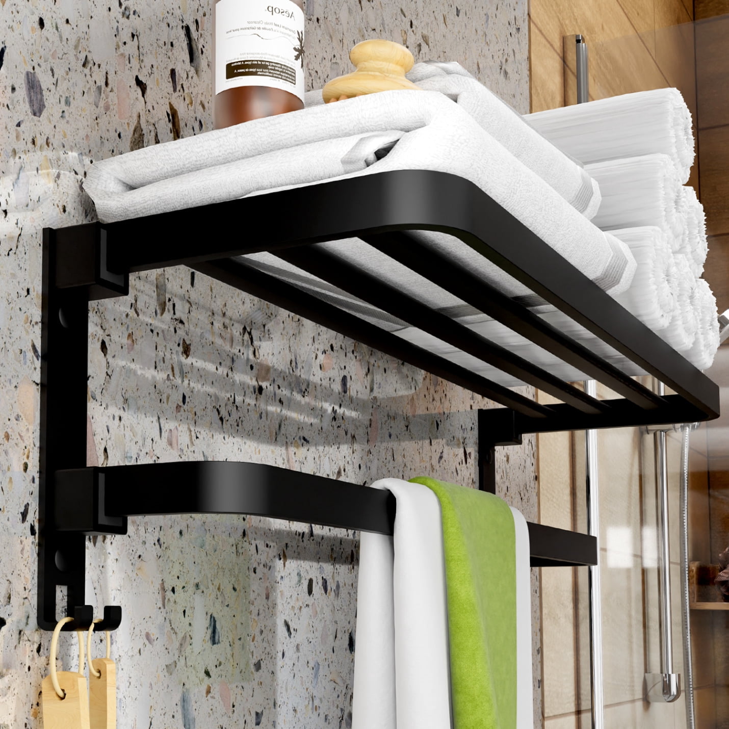 Foldable Towel Racks with Towel Bar, Bathroom Towel Holder for Bathroom ...
