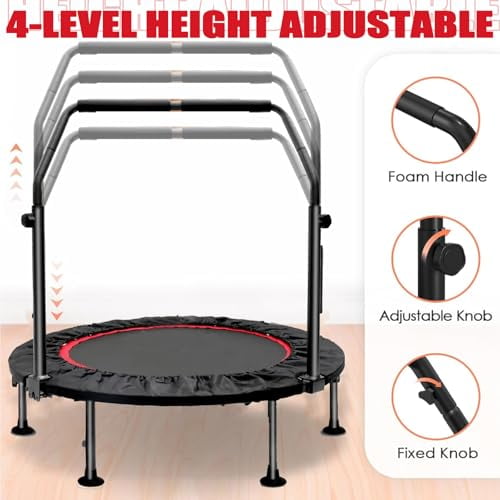 Foldable Trampoline, 40"/48" Fitness Rebounder Trampoline with 4-Level ...