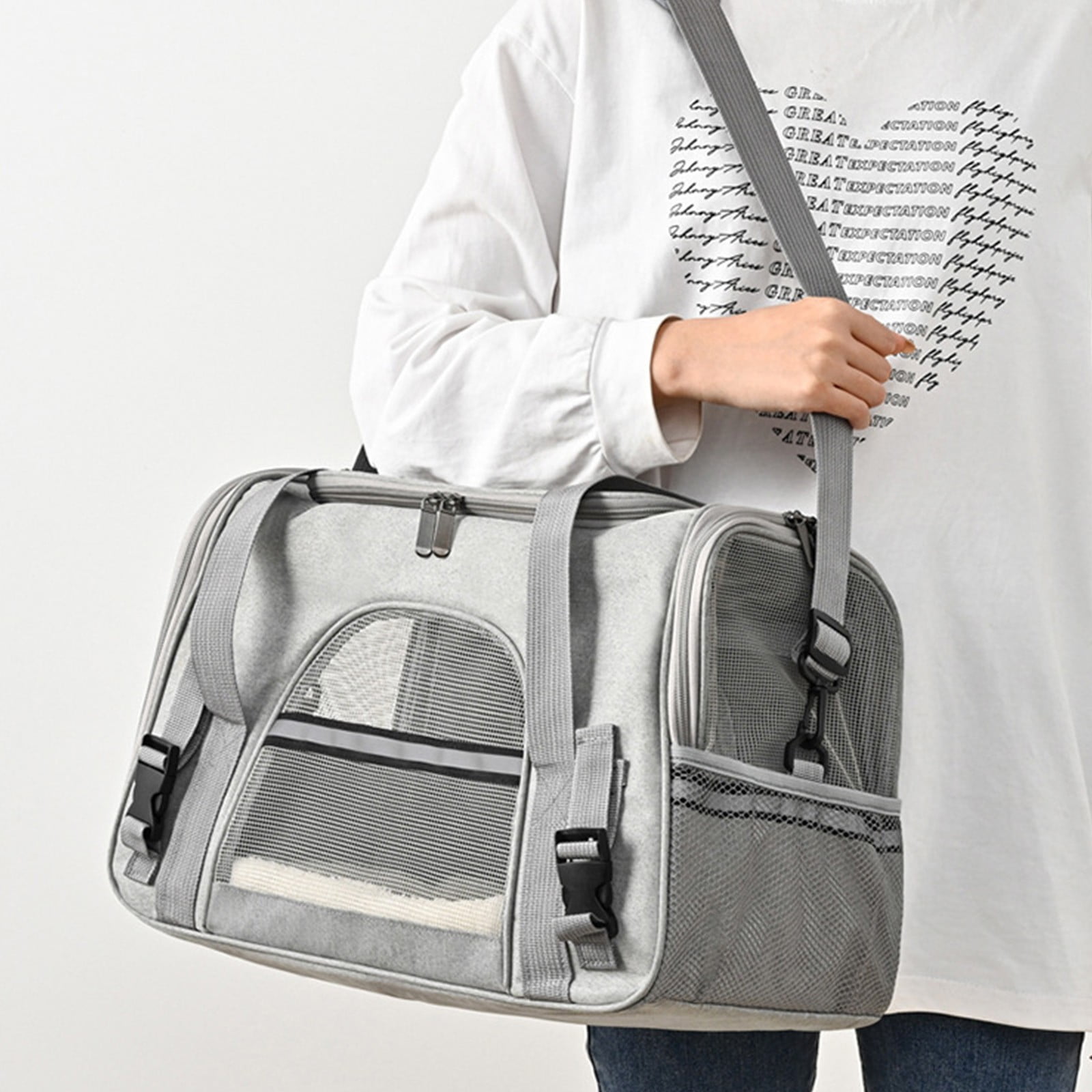 Foldable Transparent Pet Carrier Bag, Portable Shoulder Straddle Tote ...