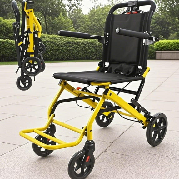Foldable Transport Wheelchair, 19LBS Comfortable Portable Ultra ...