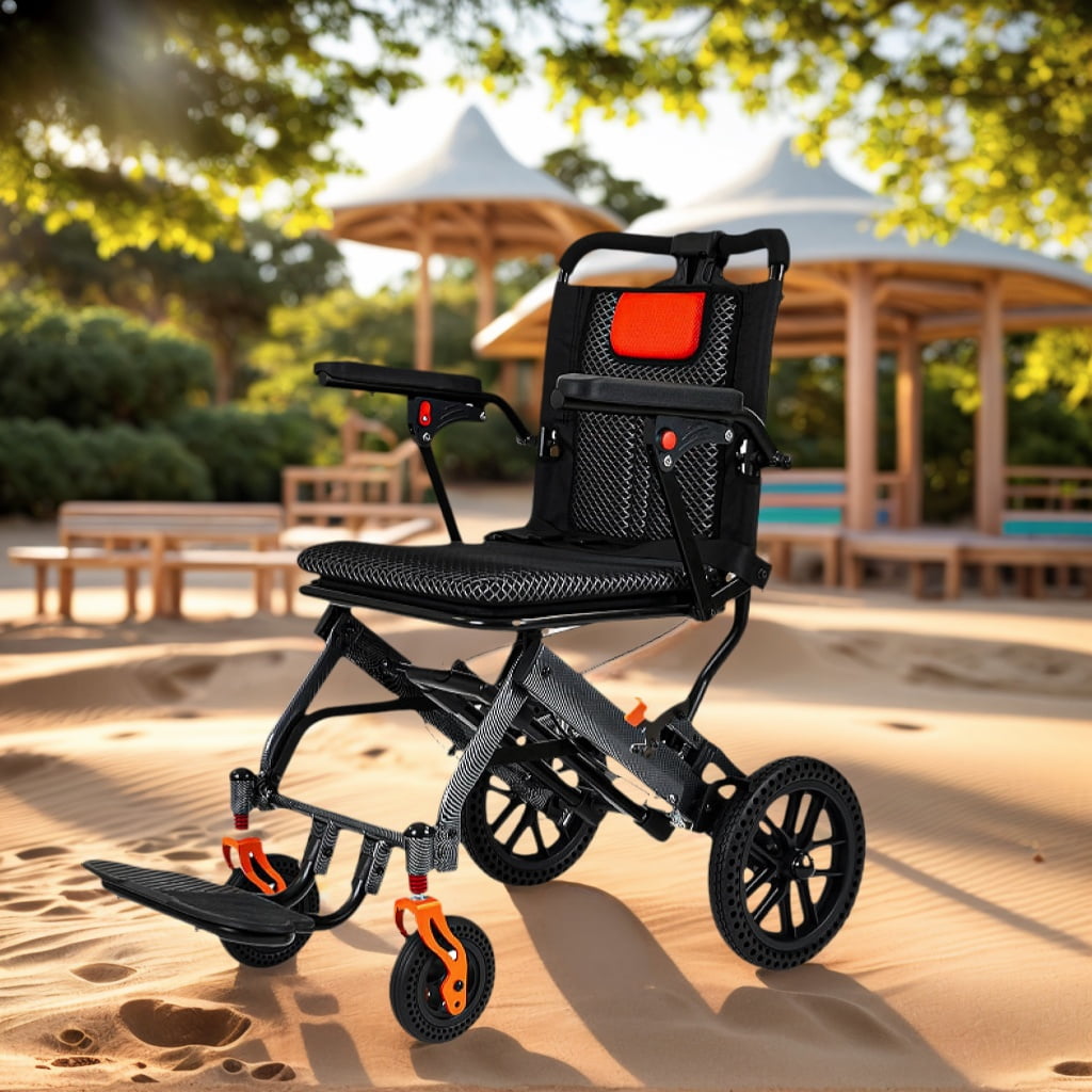 Foldable Transport Wheelchair 20lb Ultra-Light with 1-Second Fold ...