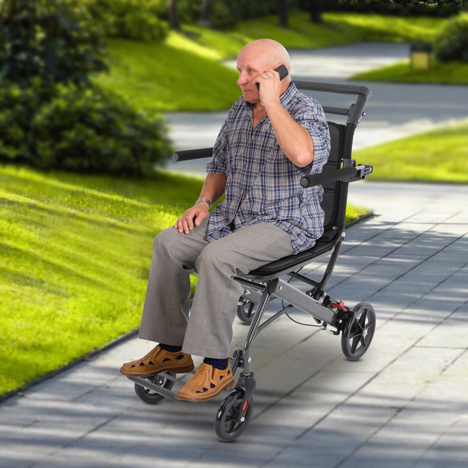 Foldable Transport Wheelchair, Portable Traveling Wheelchair, Folding ...