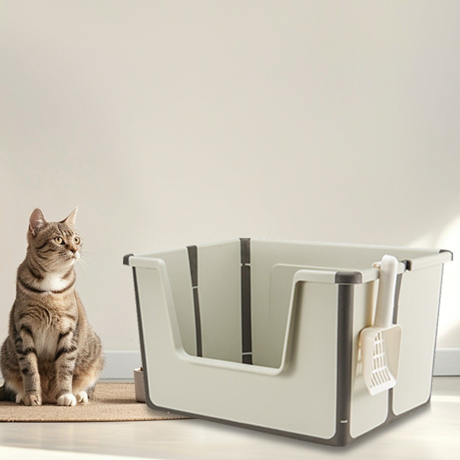 Foldable Travel Cat Litter Box with Scoop - Portable Low Entry High ...