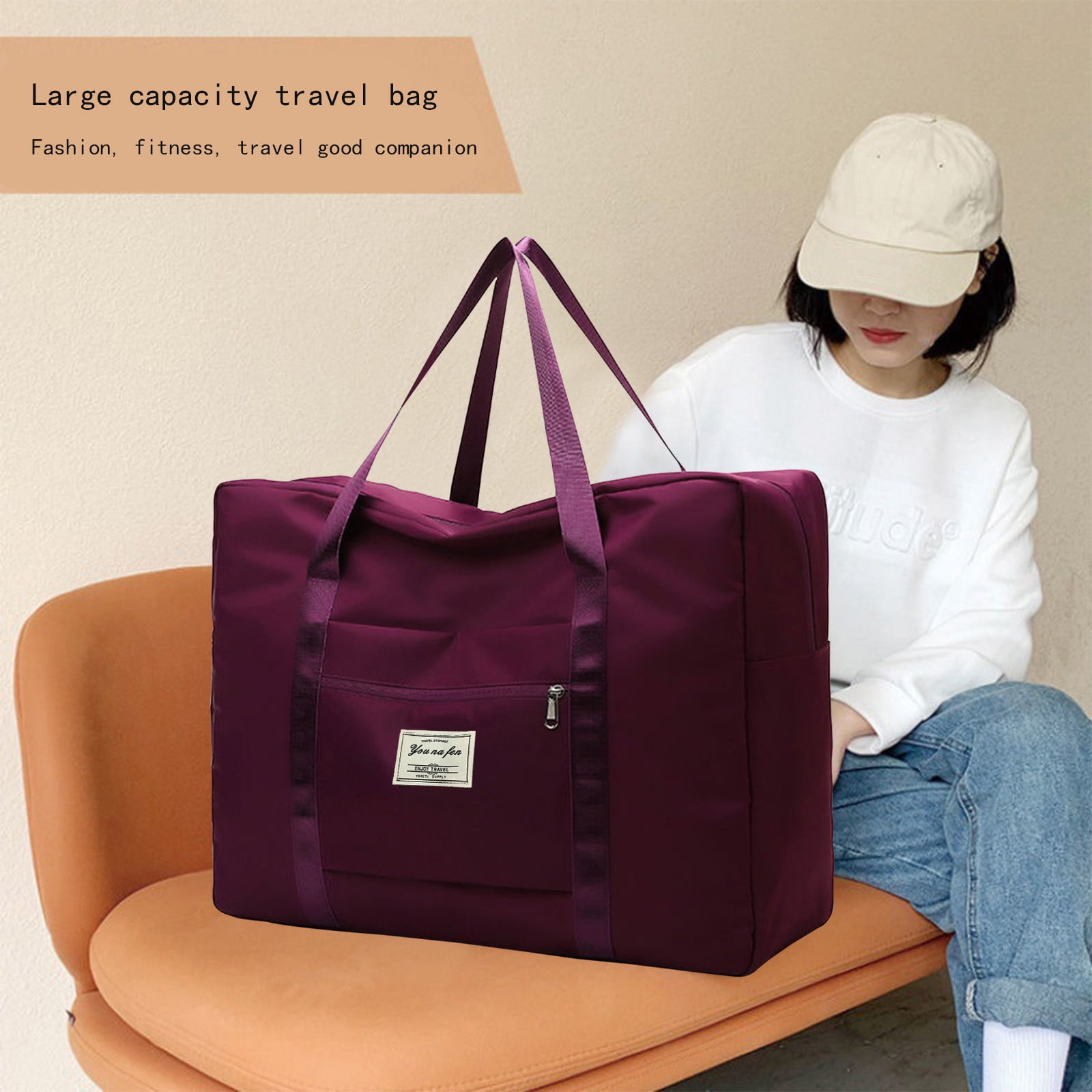 Foldable Travel Duffel Bag For Women, 25L Large Capacity Gym Tote With ...