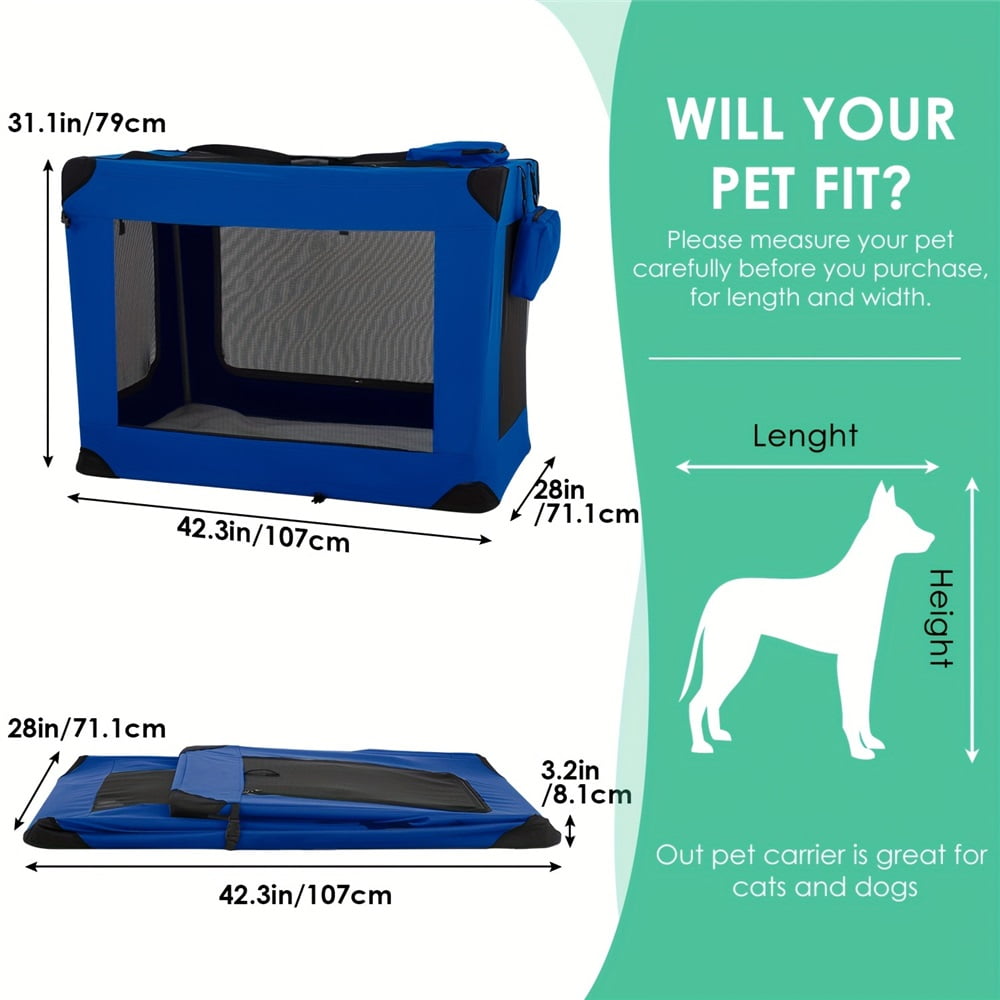[Foldable Travel Kennels] Folding Dog Crate - 24''36''42'' Suitable for ...