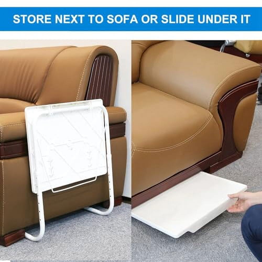 Foldable Tray Table, Portable Sofa TV Tray with 6 Adjustable Heights ...