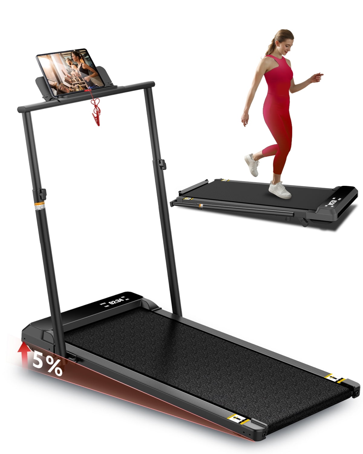 JURITS 2.5HP Under Desk Treadmill, Compact, Quiet, LED Display, Remote ...
