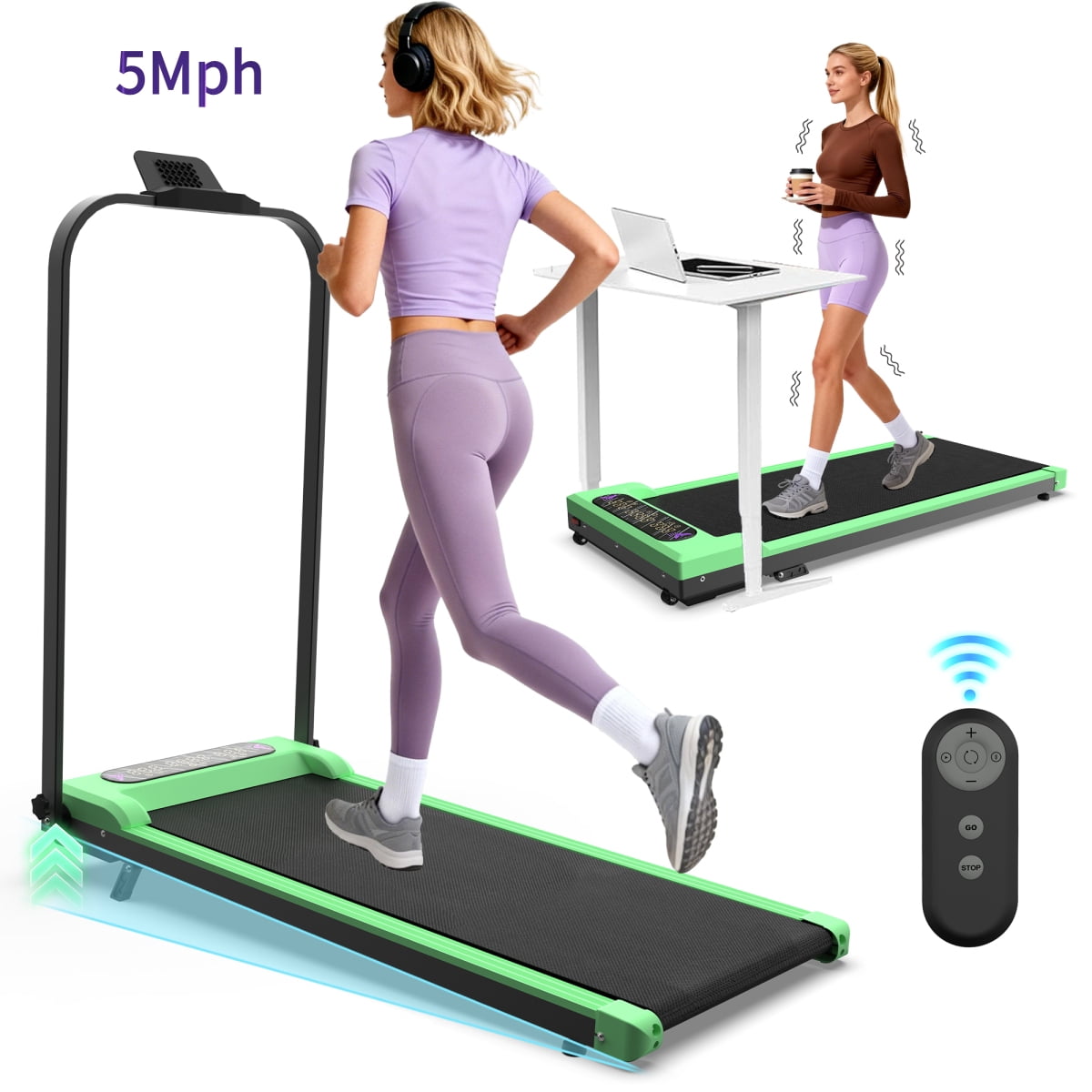 Foldable Treadmill with Handle Bar & Incline, 2 in 1 Upgrade Portable ...