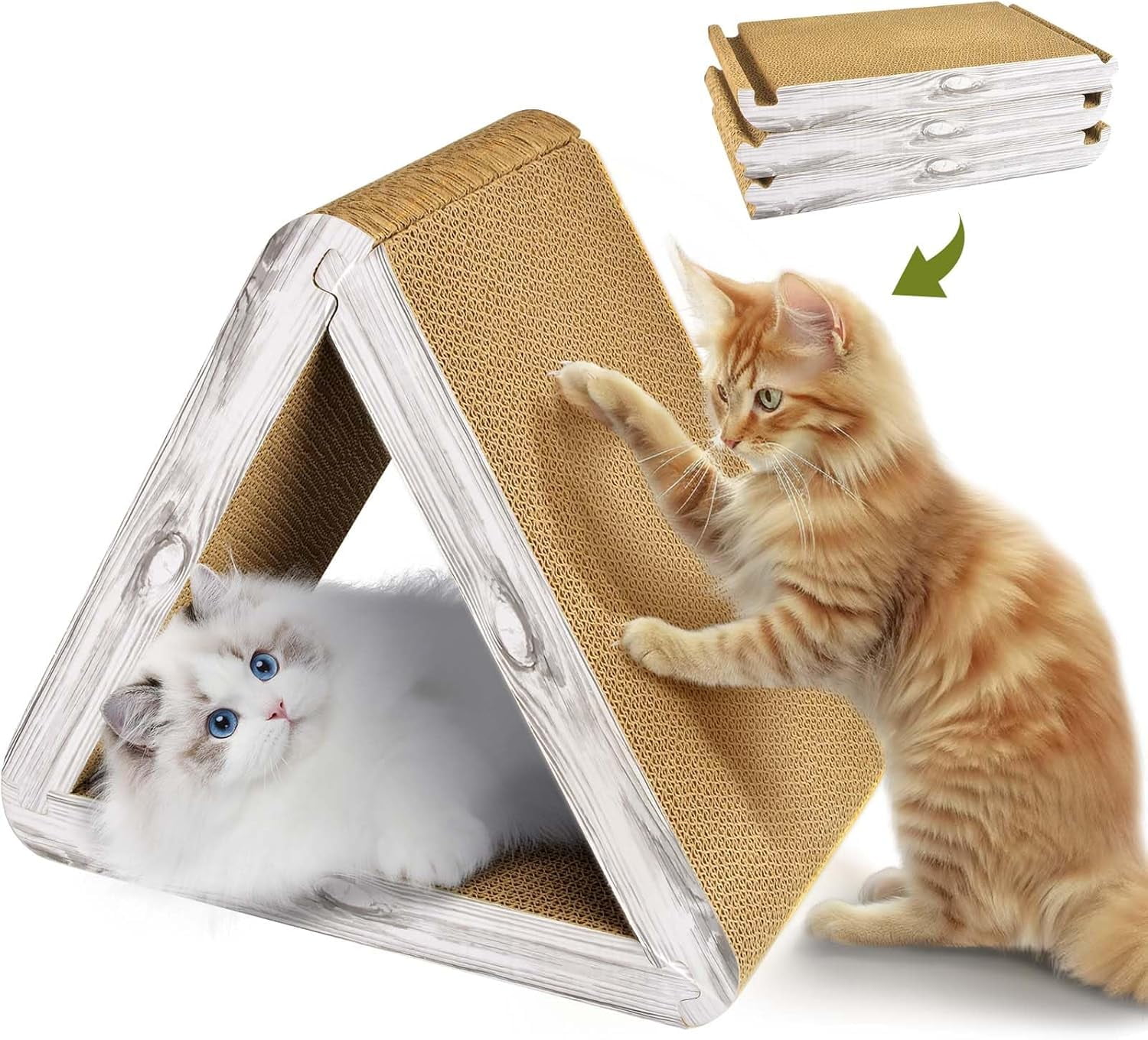 Foldable Triangle Cat Scratcher - 6 Usable Sides Cat Scratcher for ...