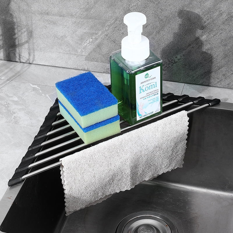 Foldable Triangle Dish Rack, Stainless Steel Kitchen Sink Corner ...