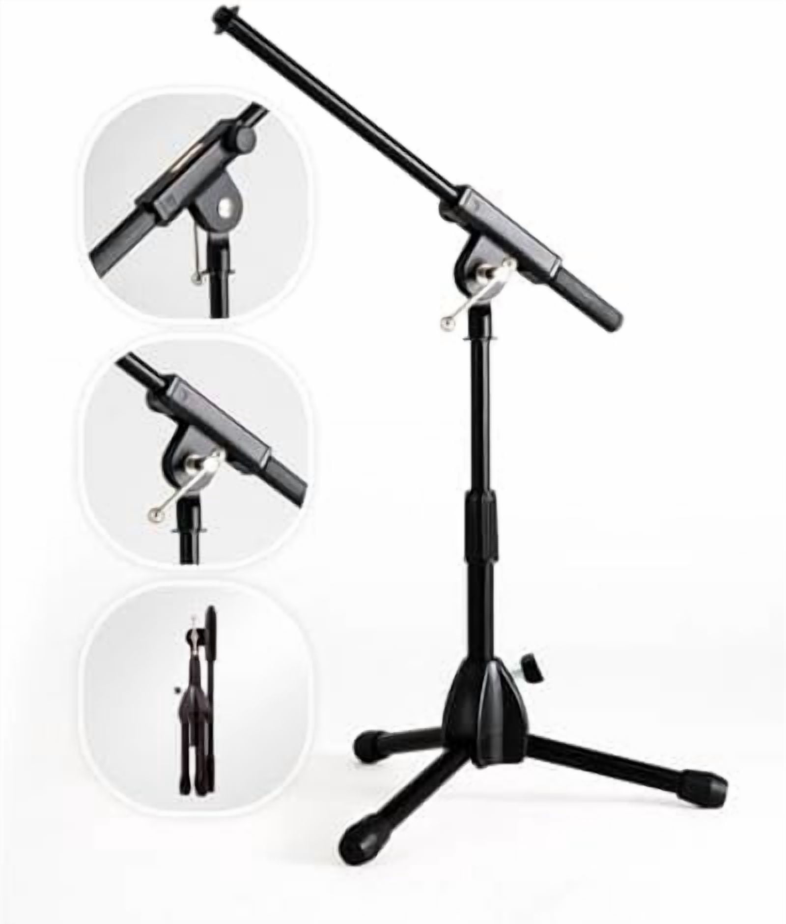 Foldable Tripod Low-Profile Mic Boom Stand - Height Extending from 9.6 ...