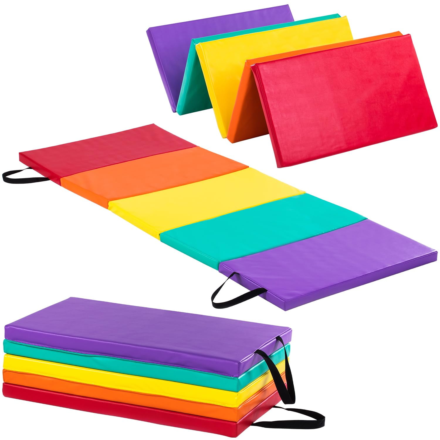 Foldable Tumble Mat for Kids, Gymnastics Exercise Mat for Indoor ...