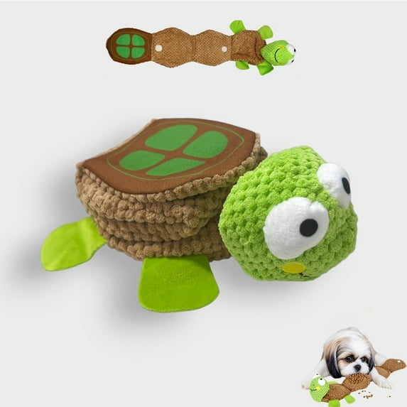 Foldable Turtle Plush Dog Toy with Hidden Treat Pocket, Interactive Dog ...