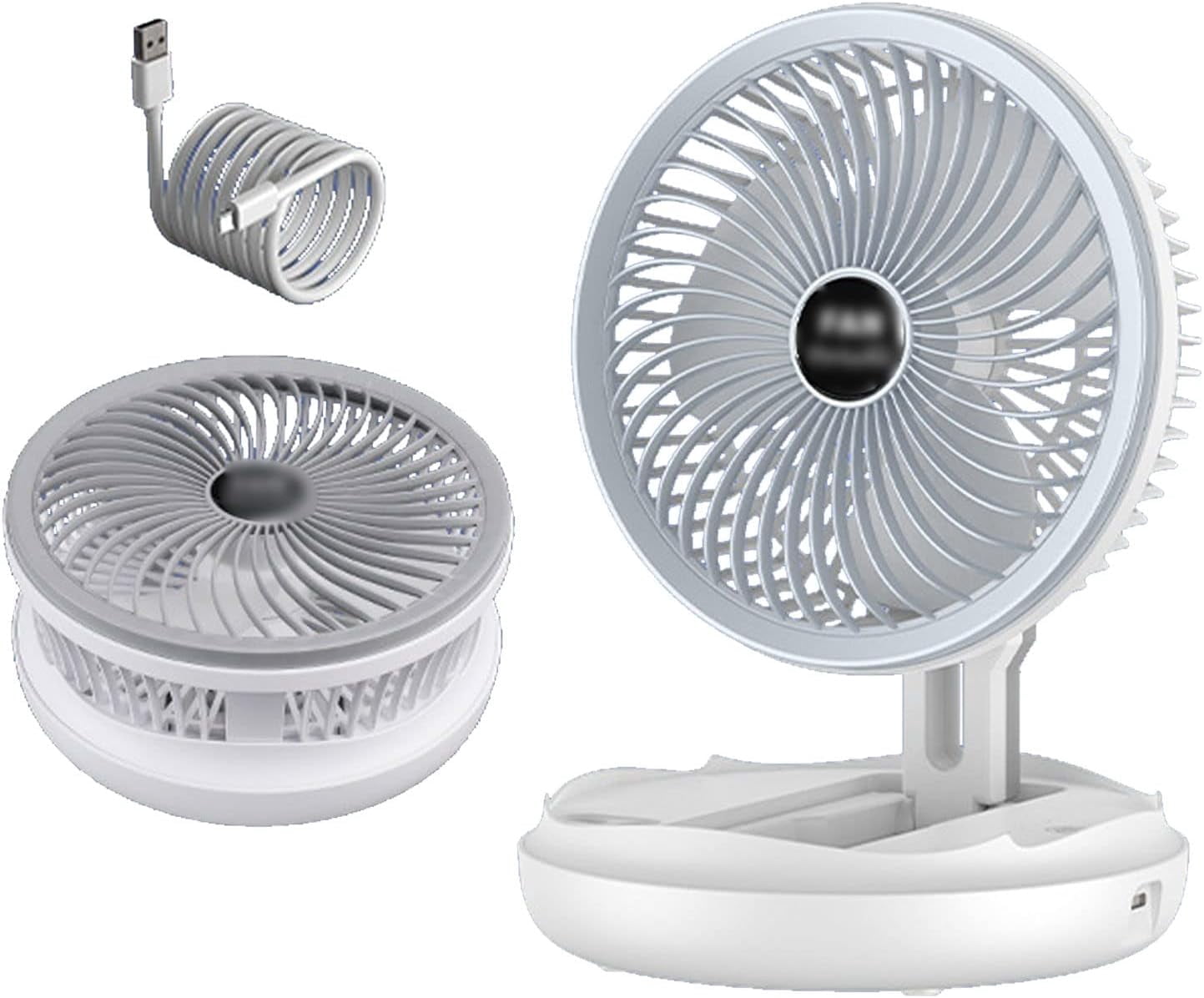 Foldable USB Desk Fan 300° Swivel Oscillate Mini Wall-Mounted Fan with ...