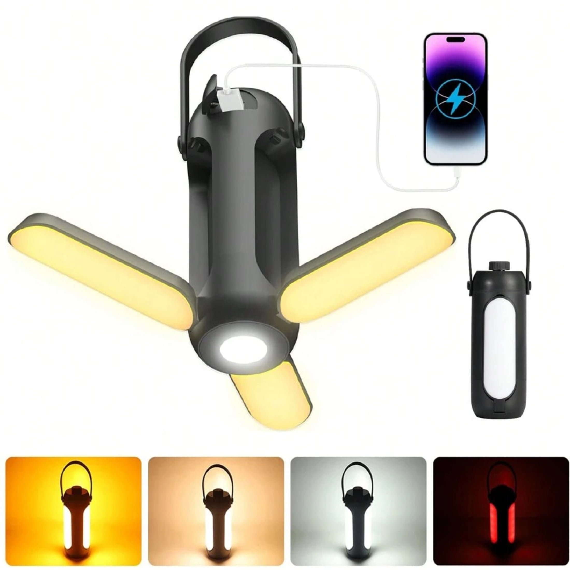 Foldable USB Rechargeable LED Camping Lantern - Multifunctional Hanging ...