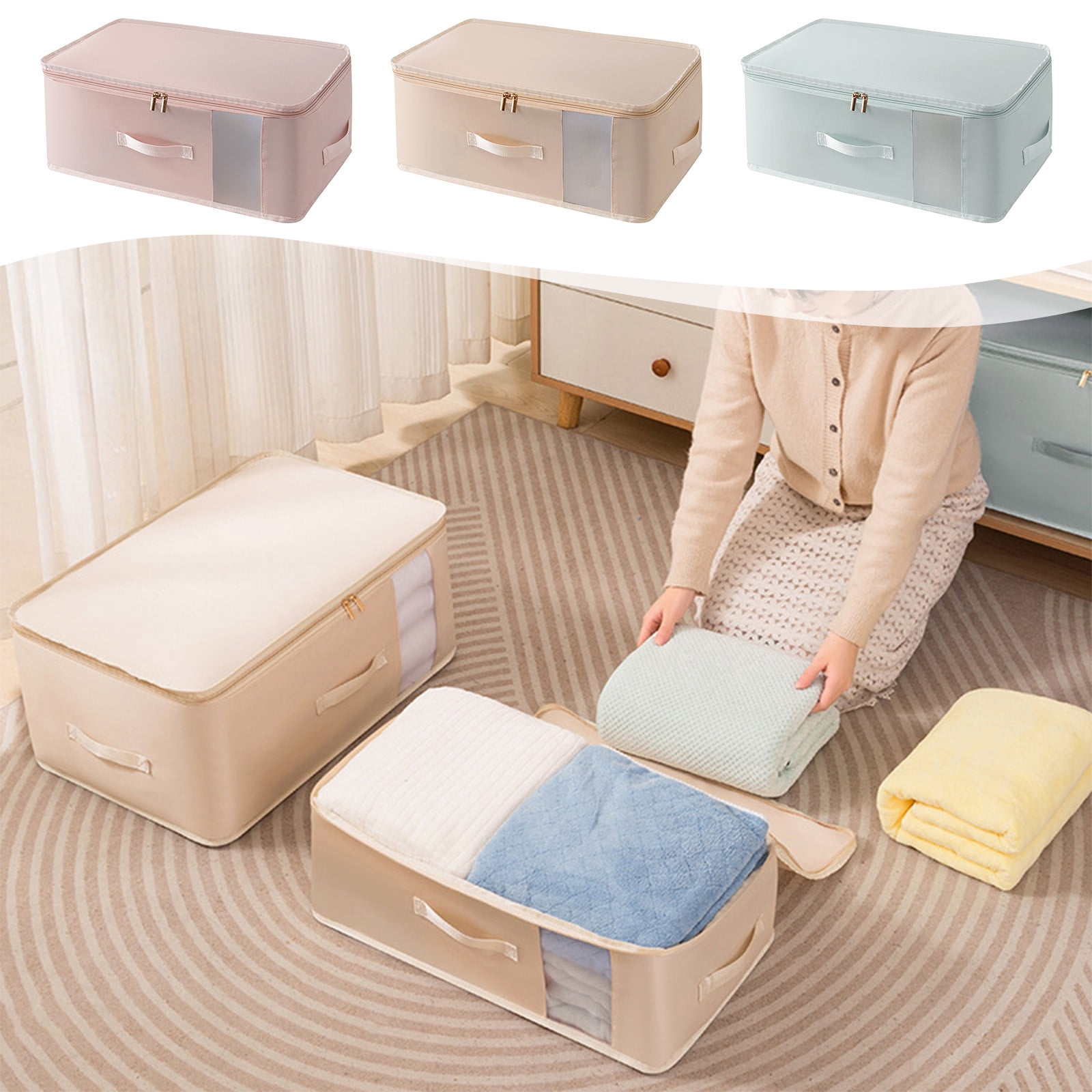 Foldable Underbed Storage Bag with Clear Window, Breathable Fabric for ...