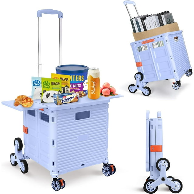Foldable Utility Cart Collapsible Portable Crate Rolling Carts with ...
