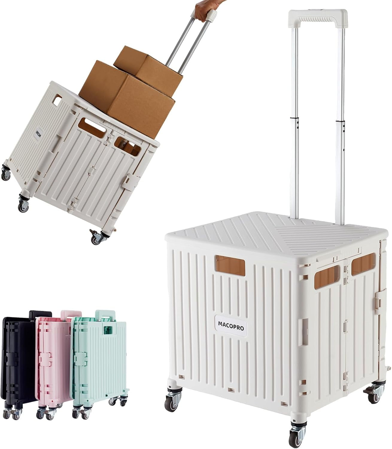 Foldable Utility Cart Folding Portable Rolling Crate Handcart with ...