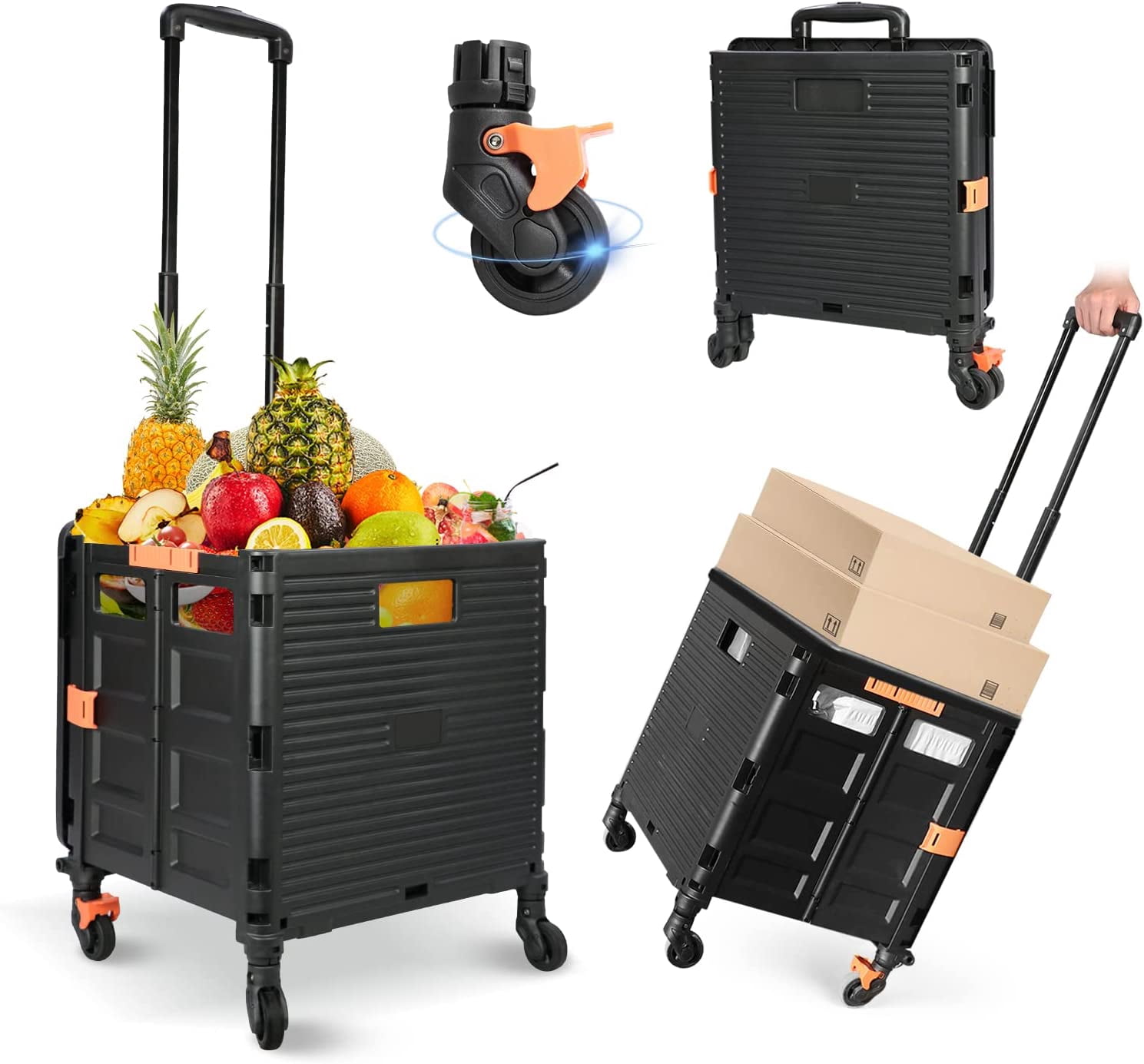 Foldable Utility Cart Folding Portable Rolling Crate Handcart Handcart ...