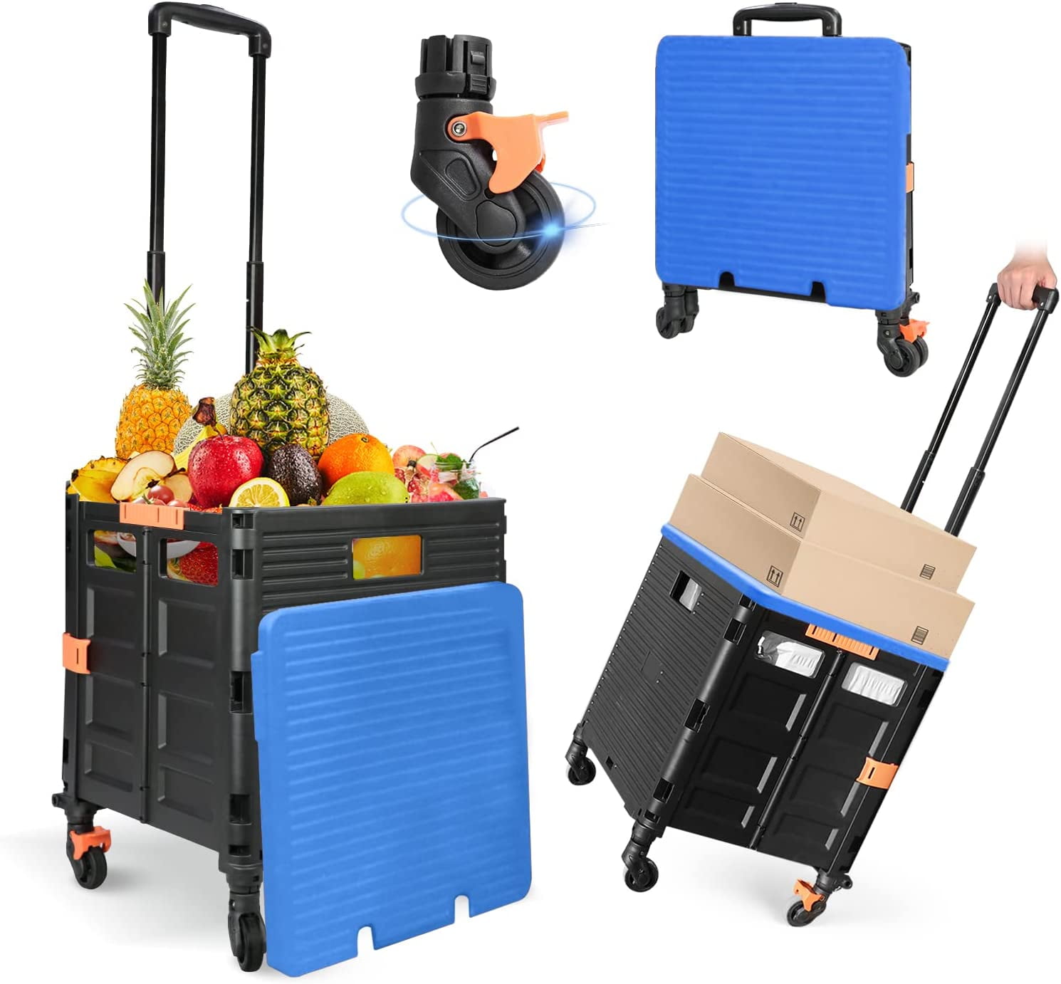 Foldable Utility Cart Folding Portable Rolling Crate Handcart Handcart ...