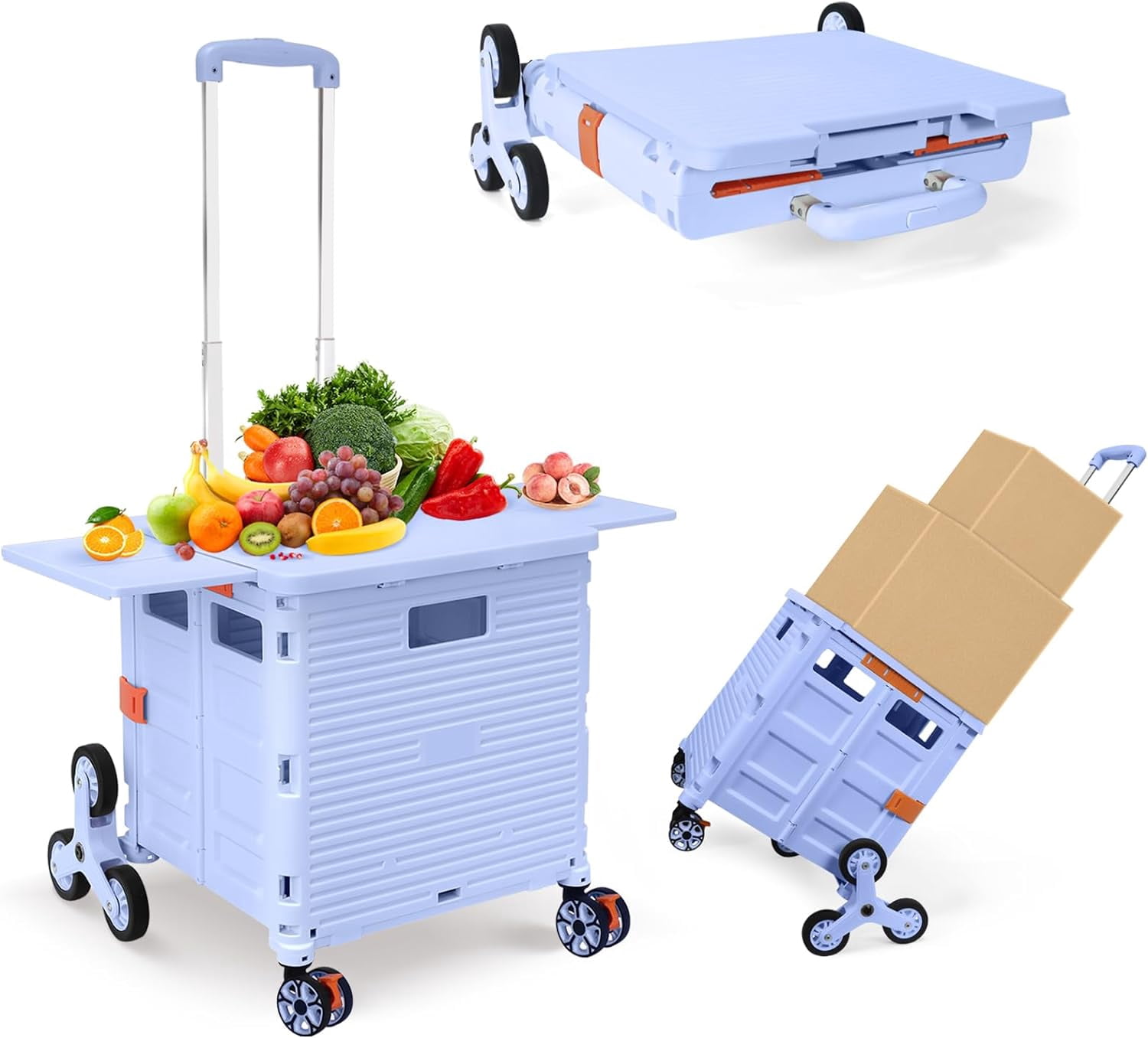 Foldable Utility Cart Folding Portable Rolling Crate with Magnetic ...
