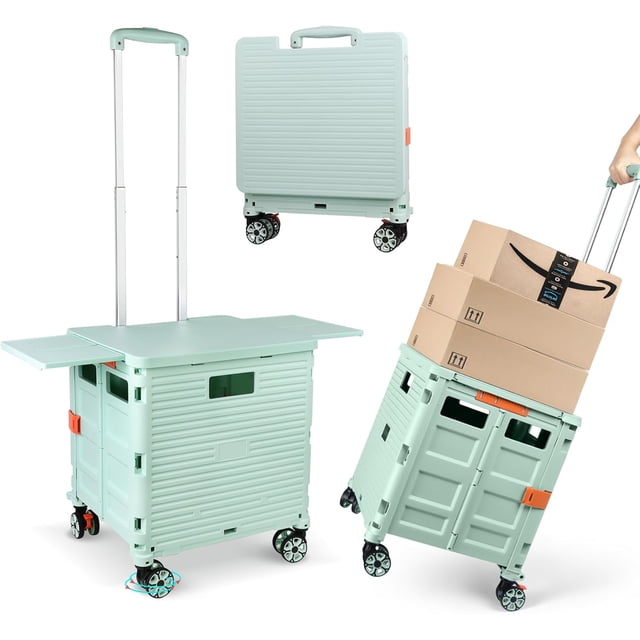 Foldable Utility Cart Folding Portable Rolling Crate with Magnetic ...