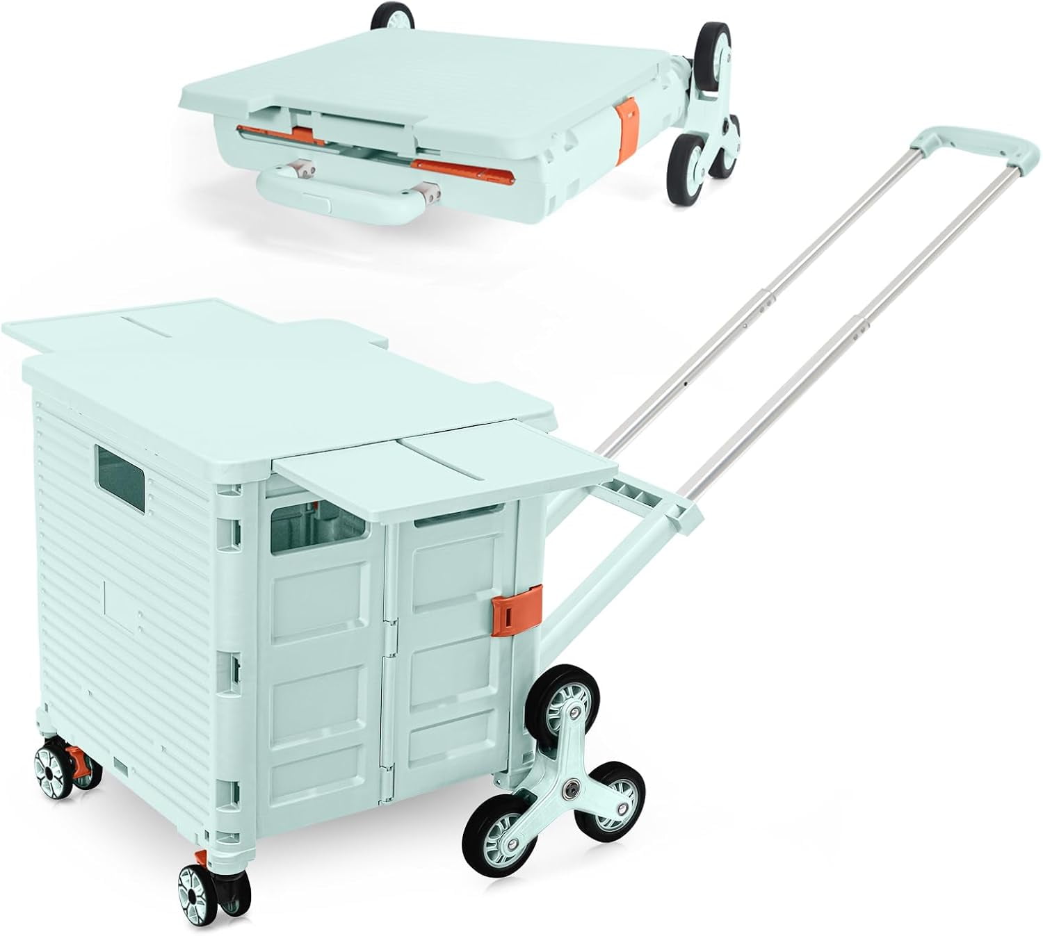 Foldable Utility Cart Portable Crate Rolling Dolly with Telescopic ...