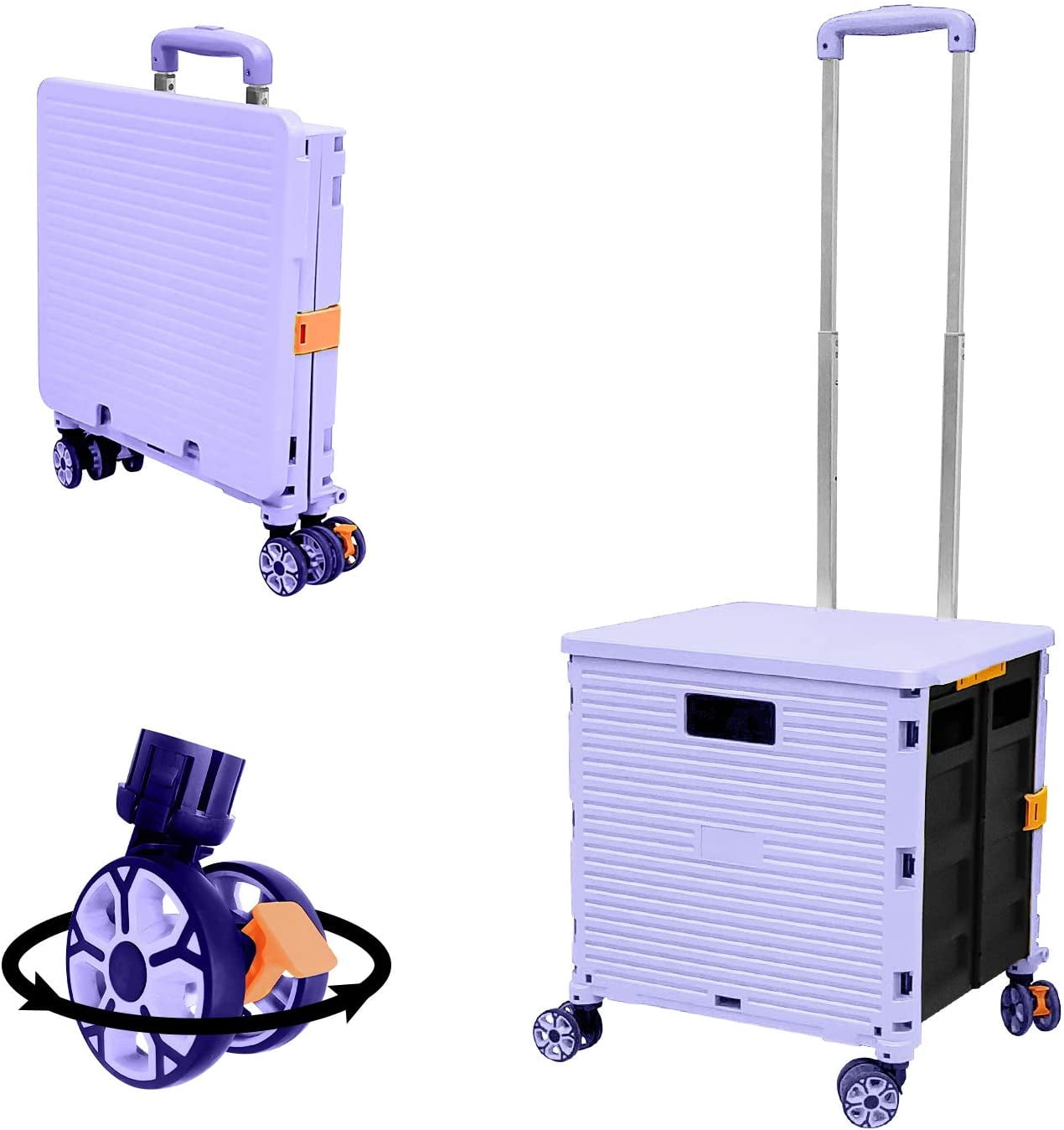 Foldable Utility Cart Portable with Durable Heavy Duty Plastic ...