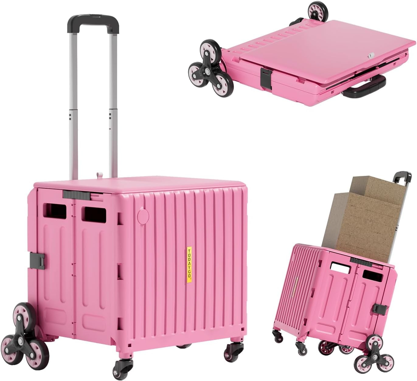 Foldable Cart with Stair Wheels: Expandable Rolling Utility Cart for ...