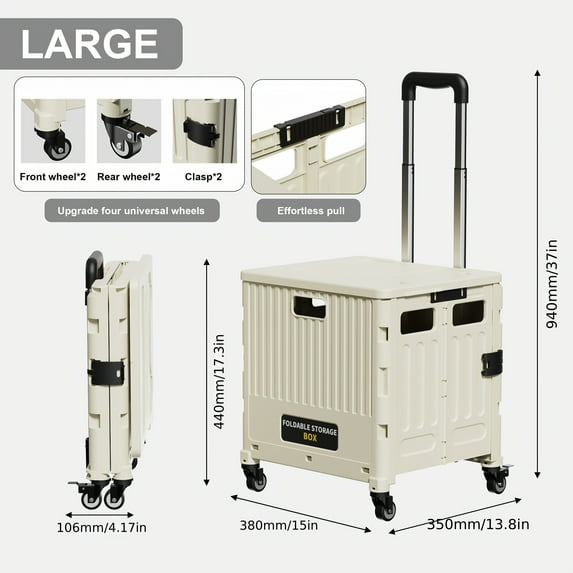 Foldable Utility Cart With Stair Climbing Wheels, Adjustable ...