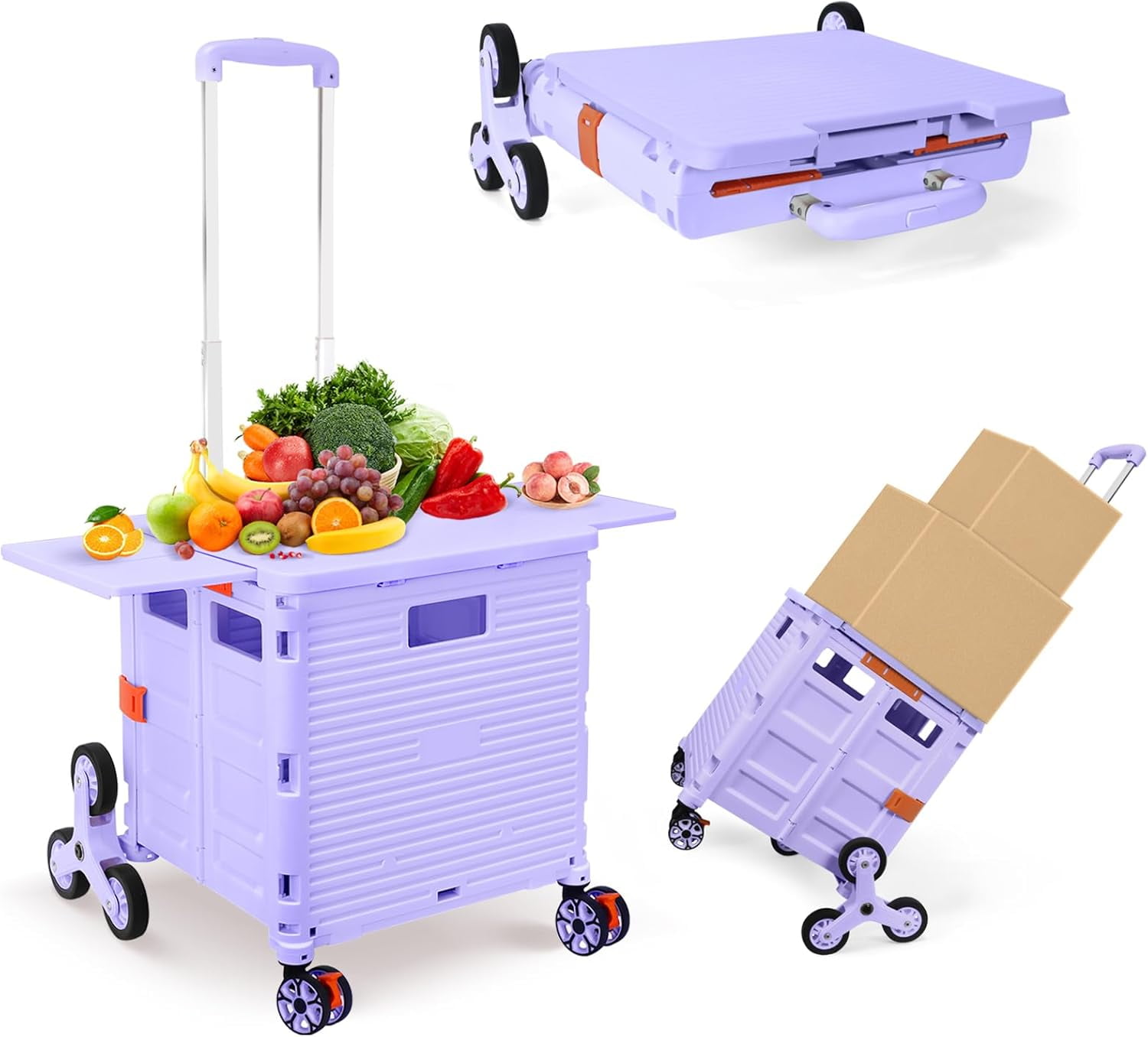 Foldable Utility Cart Folding Portable Rolling Crate with Magnetic ...