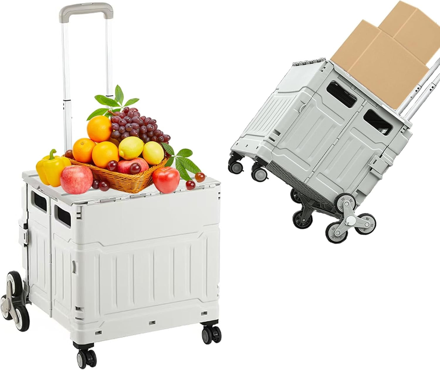 Foldable Utility Cart with Stair Climbing Wheels,Folding Portable ...