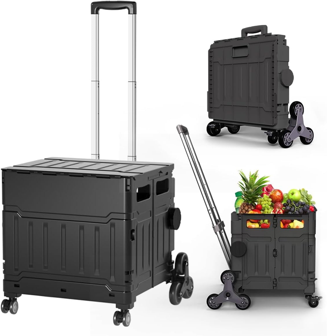 Foldable Utility Cart with Stair Climbing Wheels,Folding Portable ...
