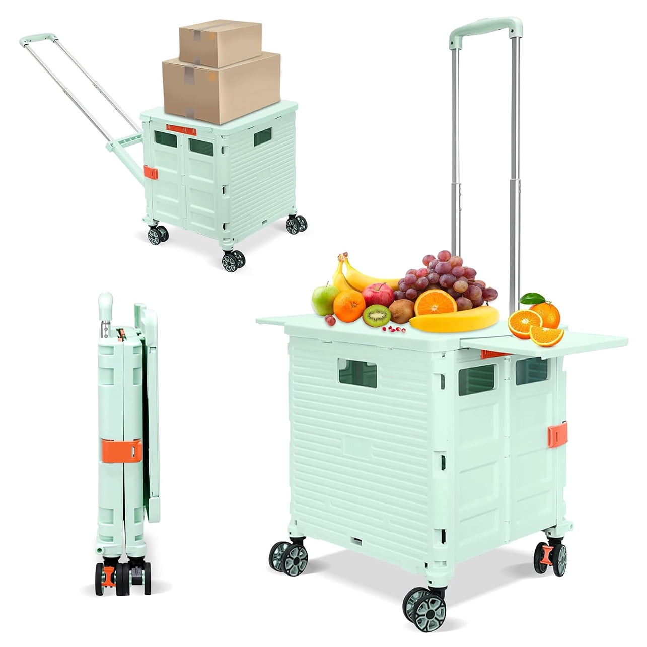 Foldable Utility Cart with Stair Climbing Wheels,Collapsible Rolling ...