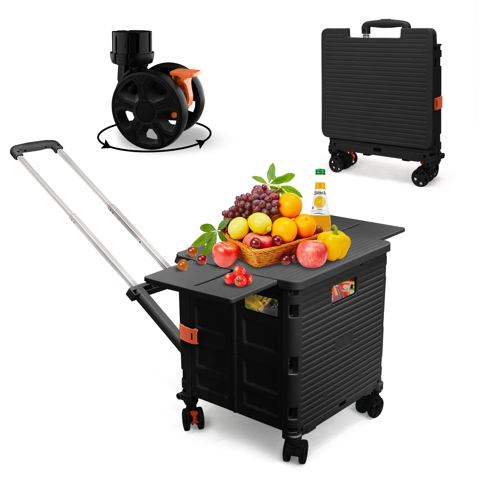 Foldable Utility Cart with Stair Climbing Wheels,Collapsible Rolling ...