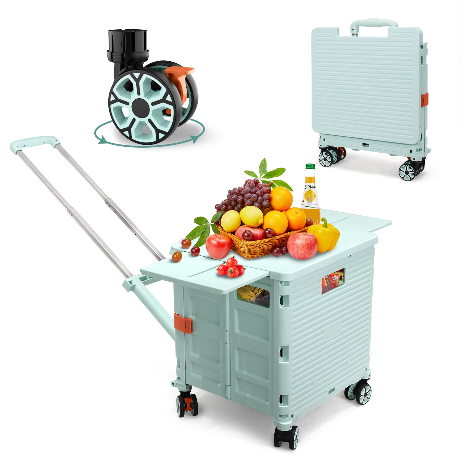 Foldable Utility Cart with Stair Climbing Wheels,Collapsible Rolling ...