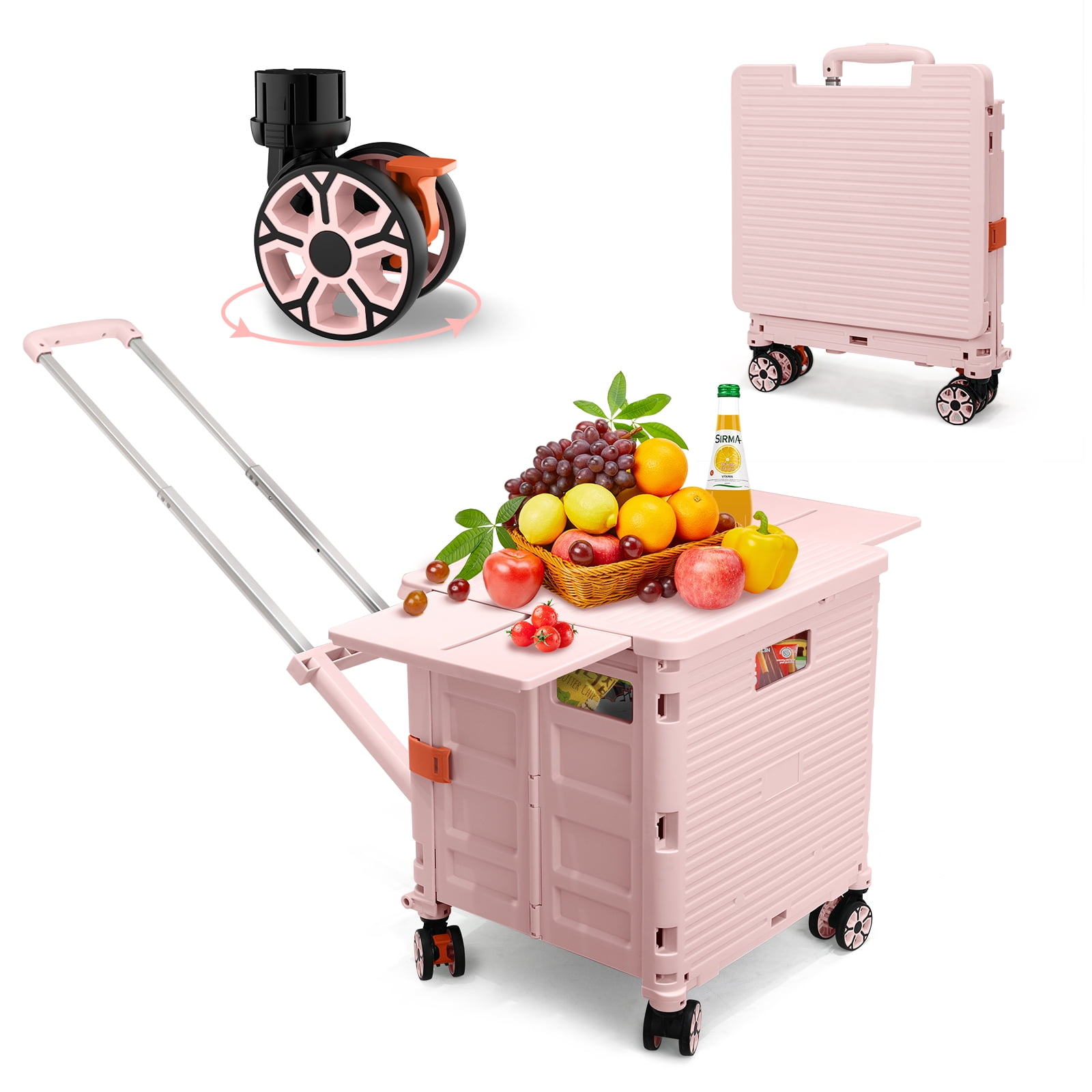 Foldable Utility Cart with Stair Climbing Wheels,Collapsible Rolling ...