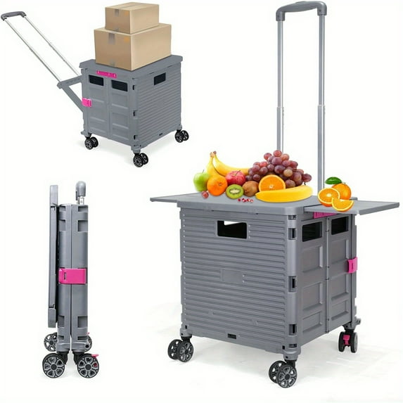 Foldable Utility Cart with Stair Climbing Wheels,Collapsible Rolling ...