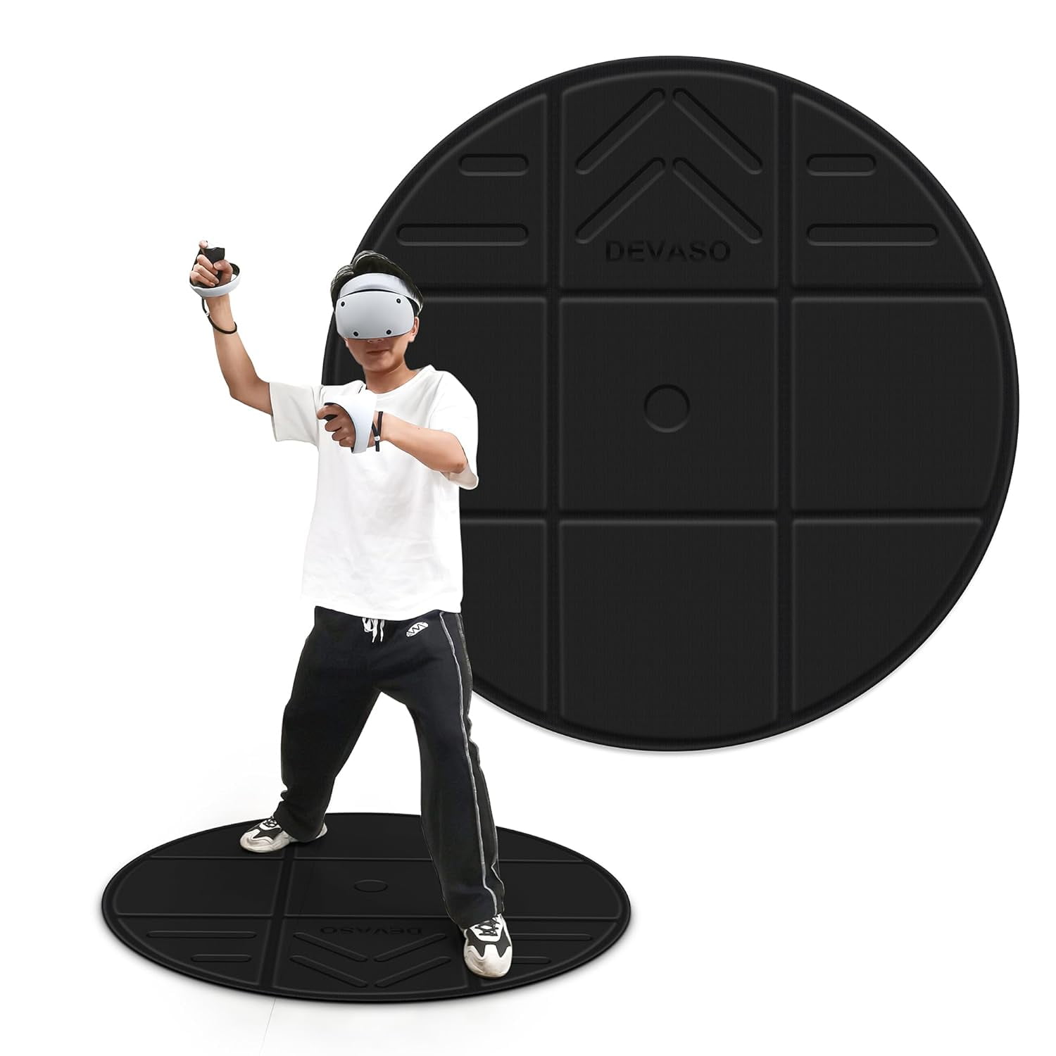 Foldable VR Mat 39" Round Large Mat, Non-Slip PU Floor Mat for Virtual ...