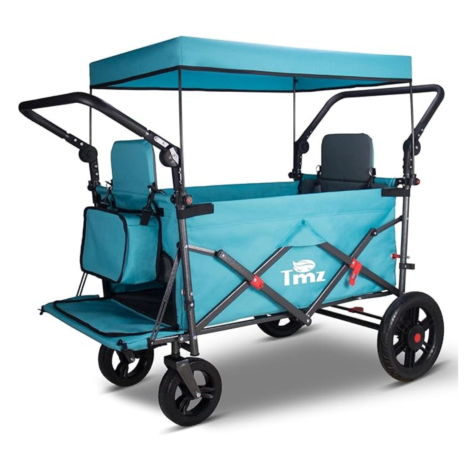 Foldable Wagon with Canopy, Collapsible Folding Wagon with Adjustable ...
