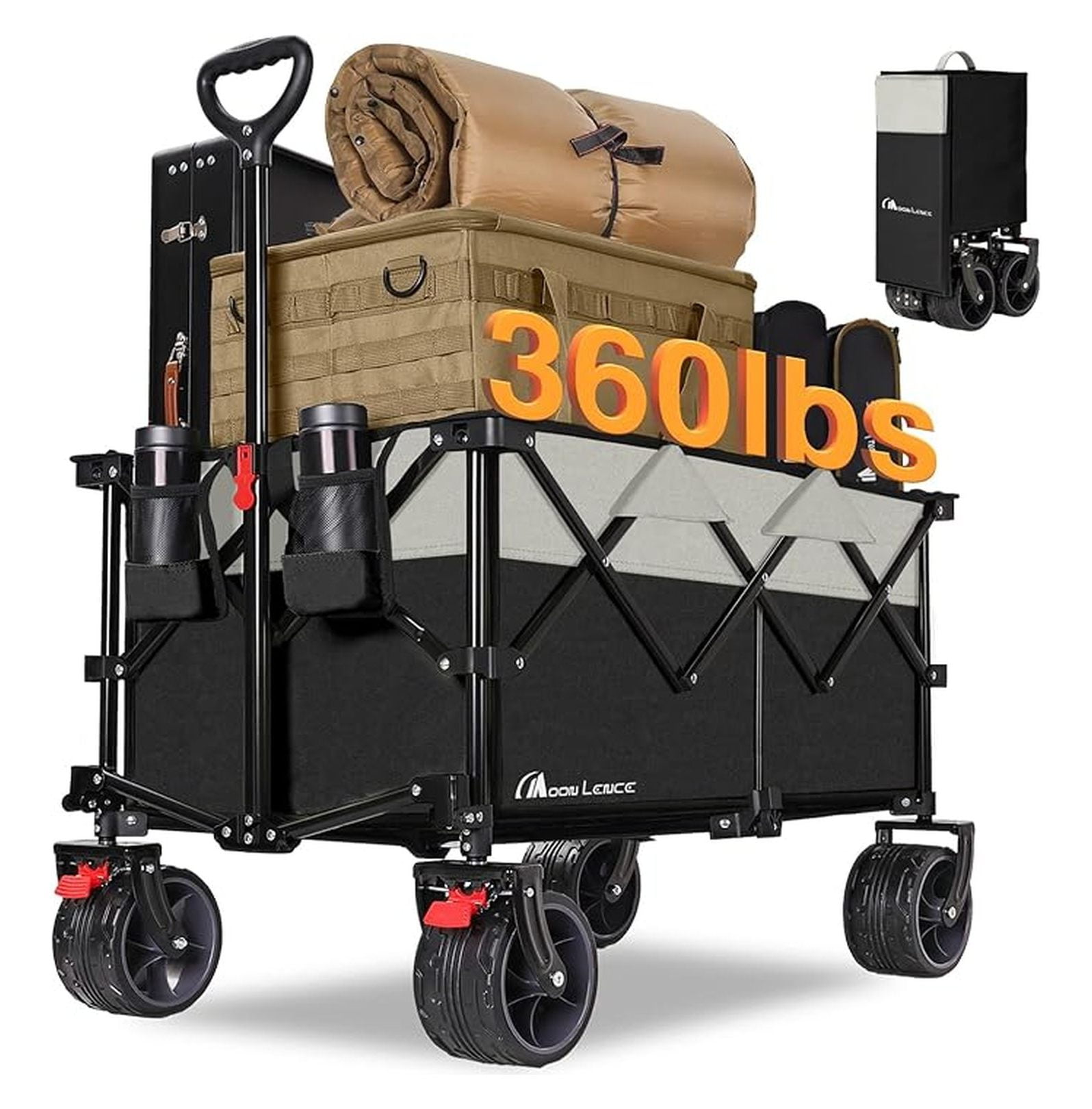 Foldable Wagon Cart 220L, Heavy Duty Utility Wagon with Big Wheels ...