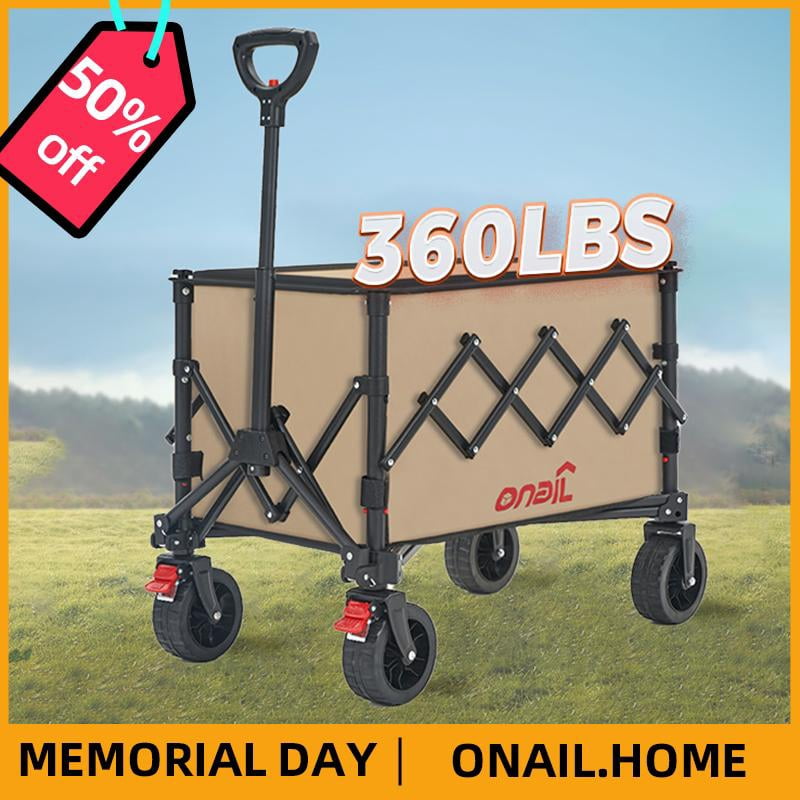Foldable Wagon Cart, 360lbs Capacity, Collapsible Design, Big All ...