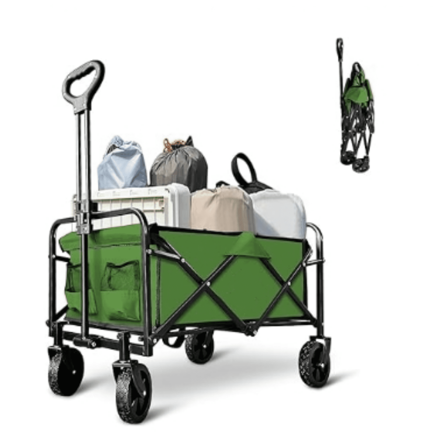 Foldable Wagon Cart, Collapsible Wagon Cart with Heavy Duty Wheels ...