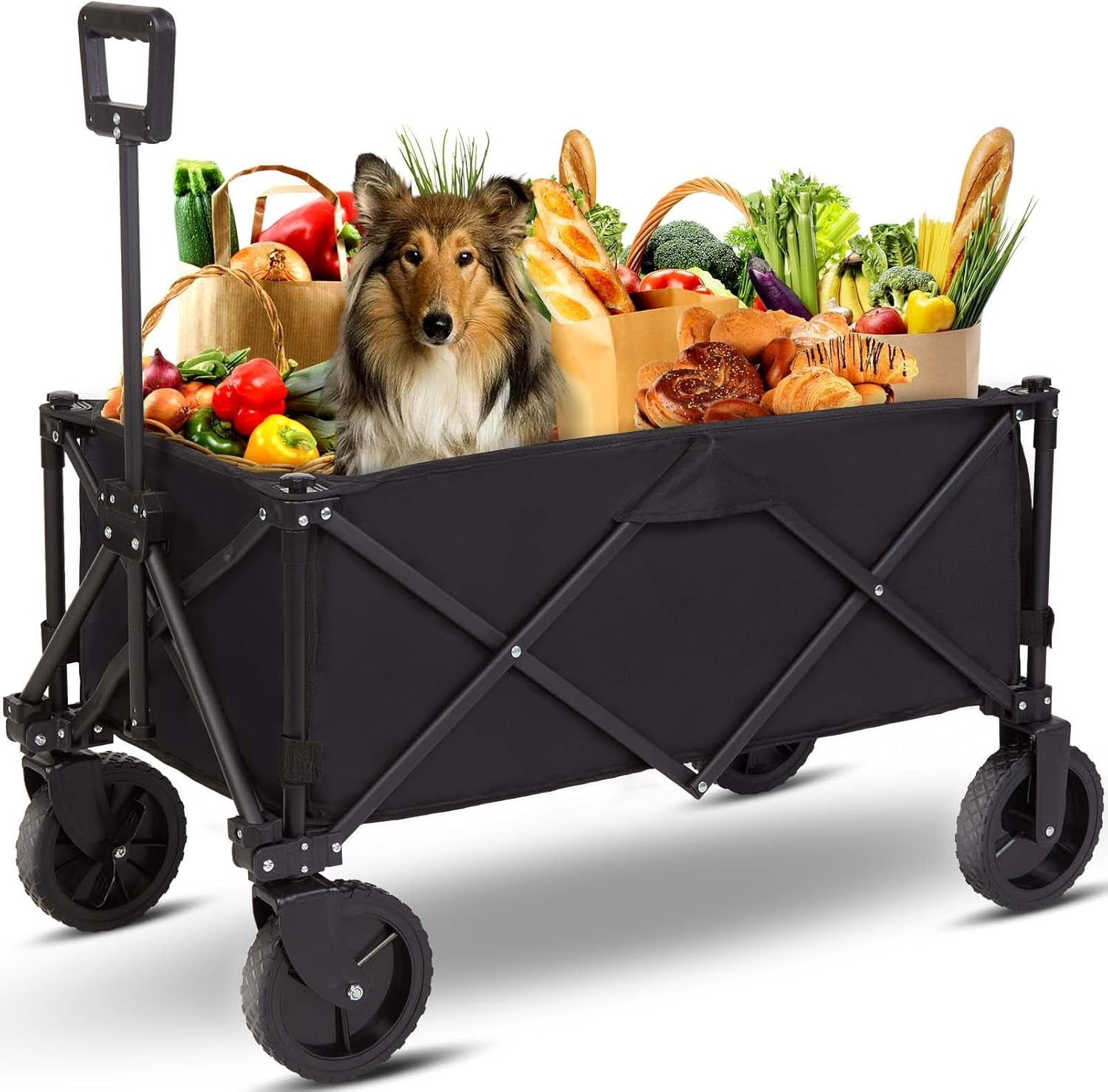 Foldable Wagon Collapsible Folding Cart: Portable Utility Pull Carts ...