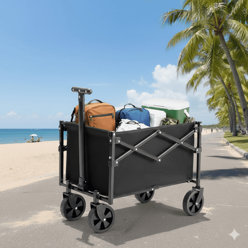 Foldable Wagon Collapsible Utility Cart, 50L Small Space Camping Wagon ...